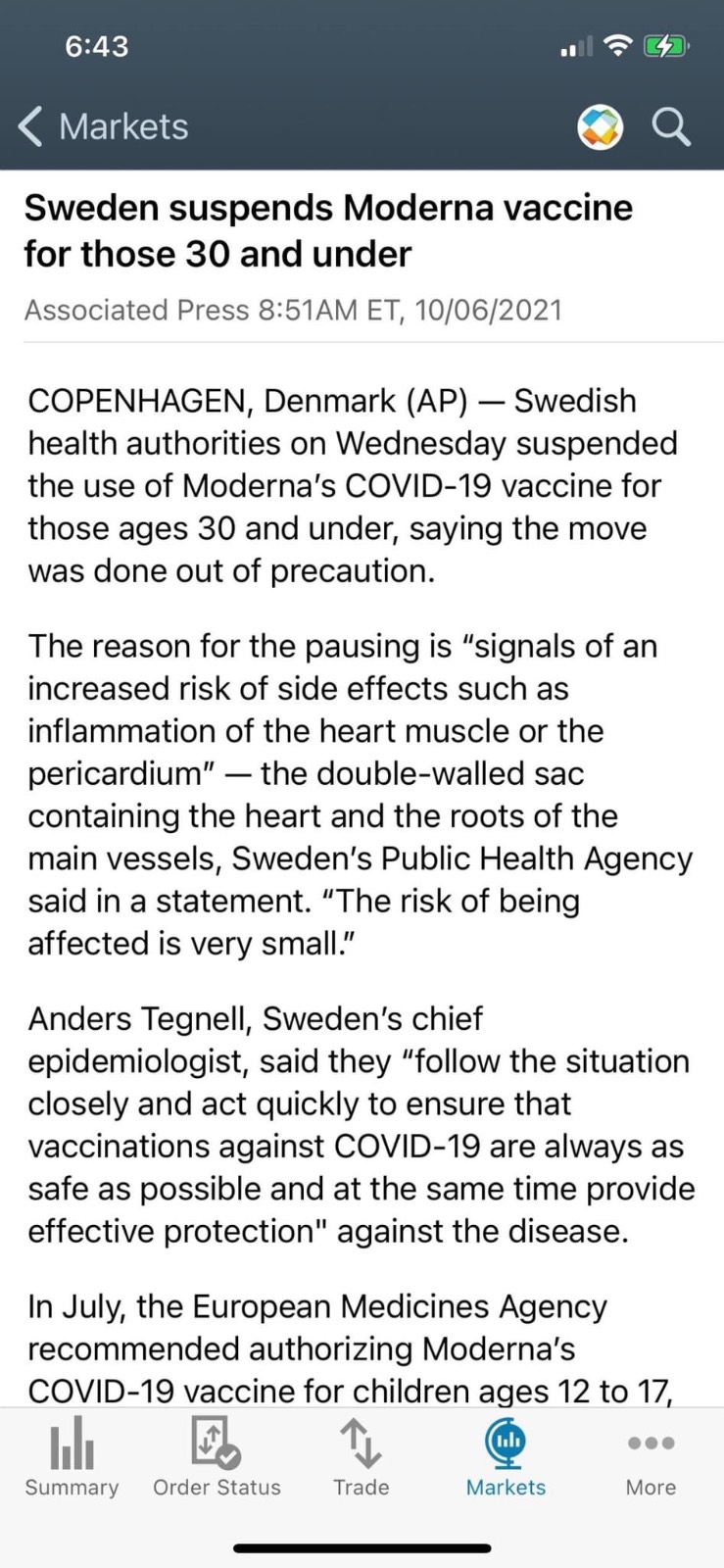 Sweden stops giving moderna to people 30 and younger because it’s so ...