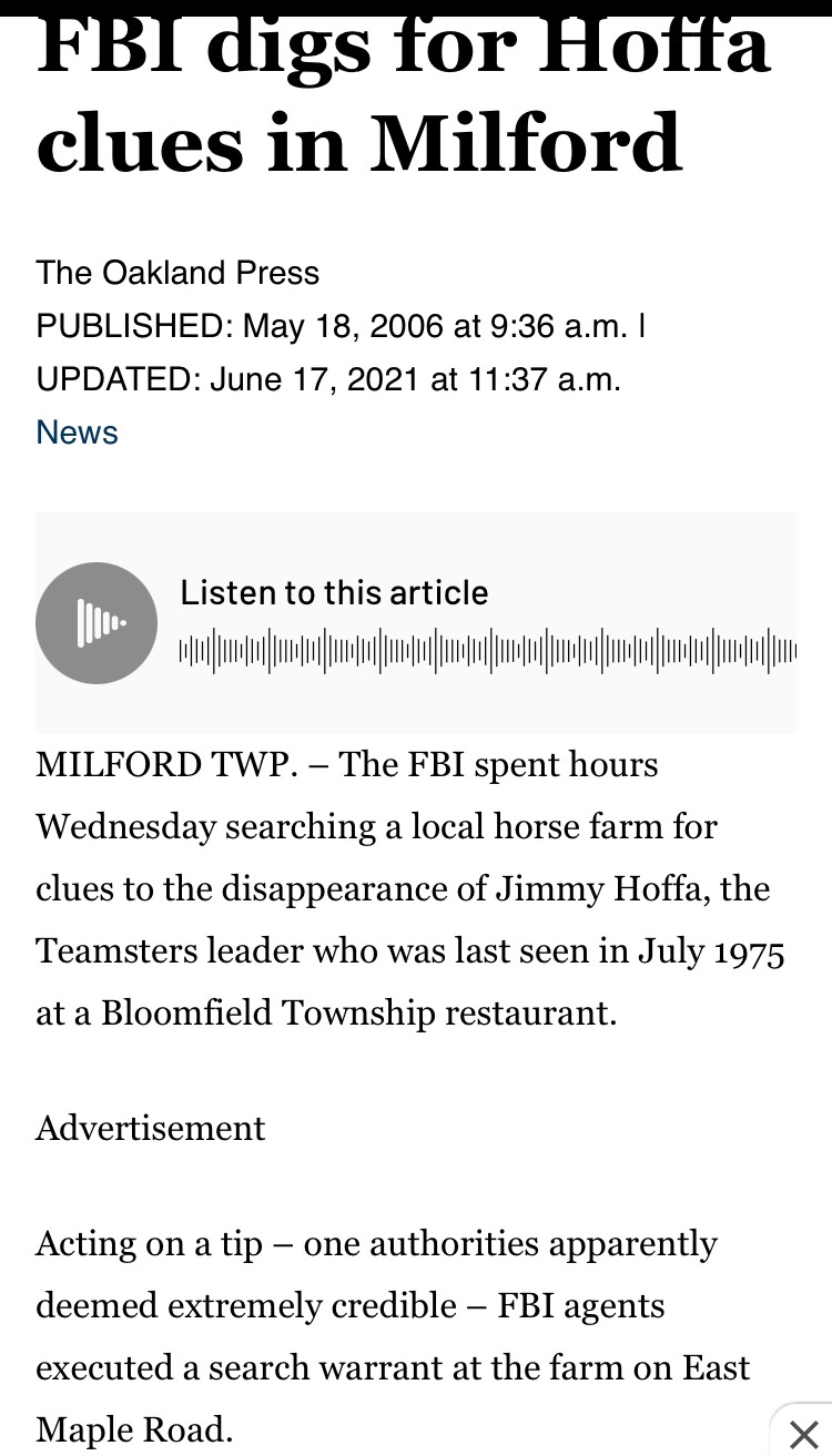 Jimmy Hoffa's body may have been found by dog - Current Events ...