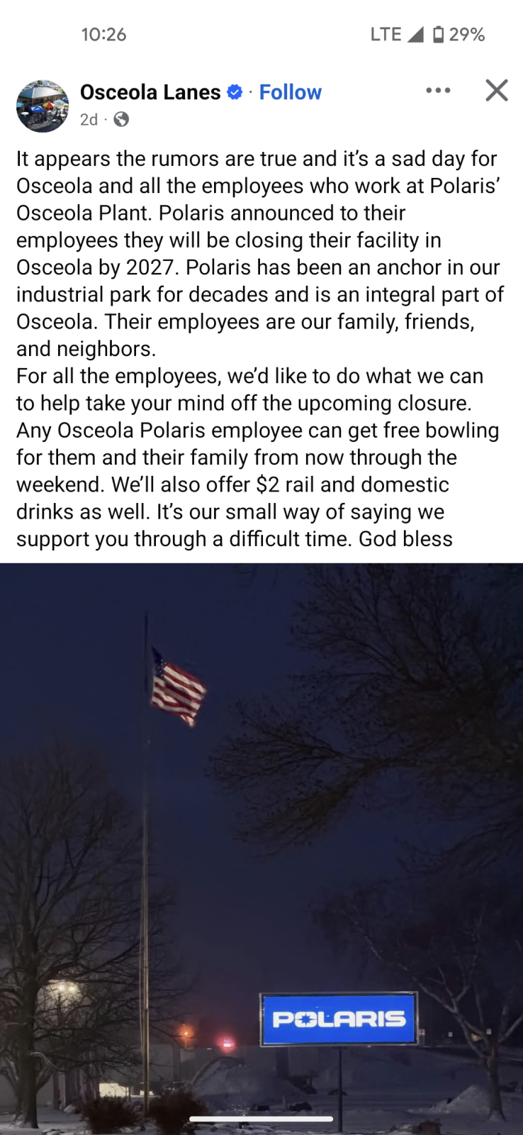 Polaris to close Osceola, WI plant - HCS General Forum - FreedomSledder.com